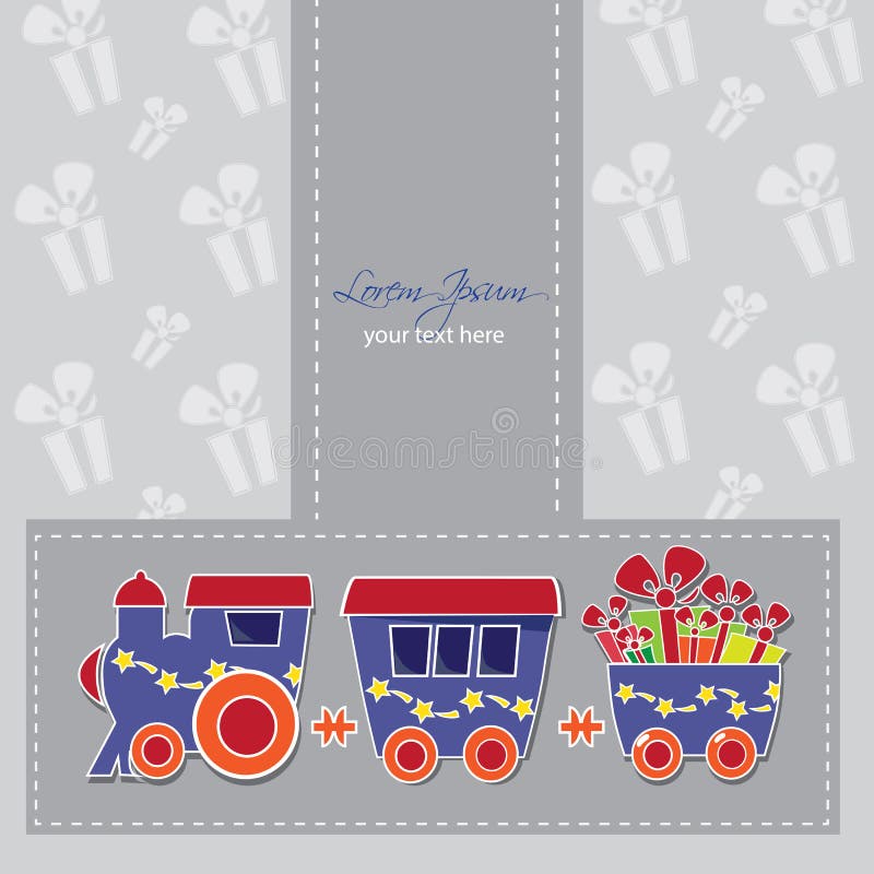 Cute Train with Boxes and Baloons on a Gift Card Stock Vector ...