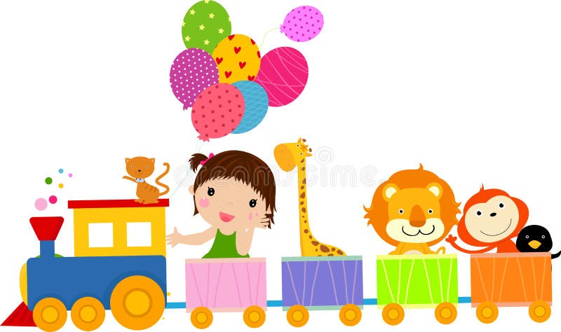 Cute train and girl stock vector. Illustration of people - 18569453