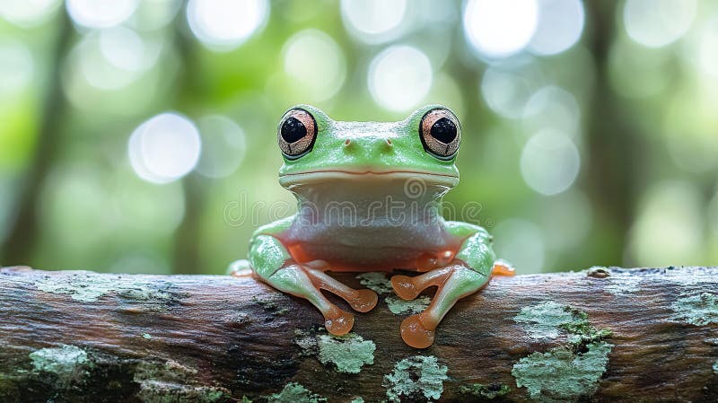 Cute tree frog on branch stock illustration. Illustration of naturephotography - 369978717