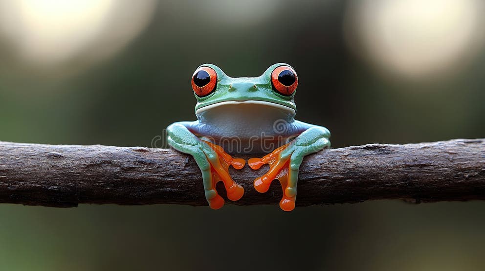 Cute Tree Frog, Vibrant Colors Stock Photo - Image of cute, greenfrog: 369978390