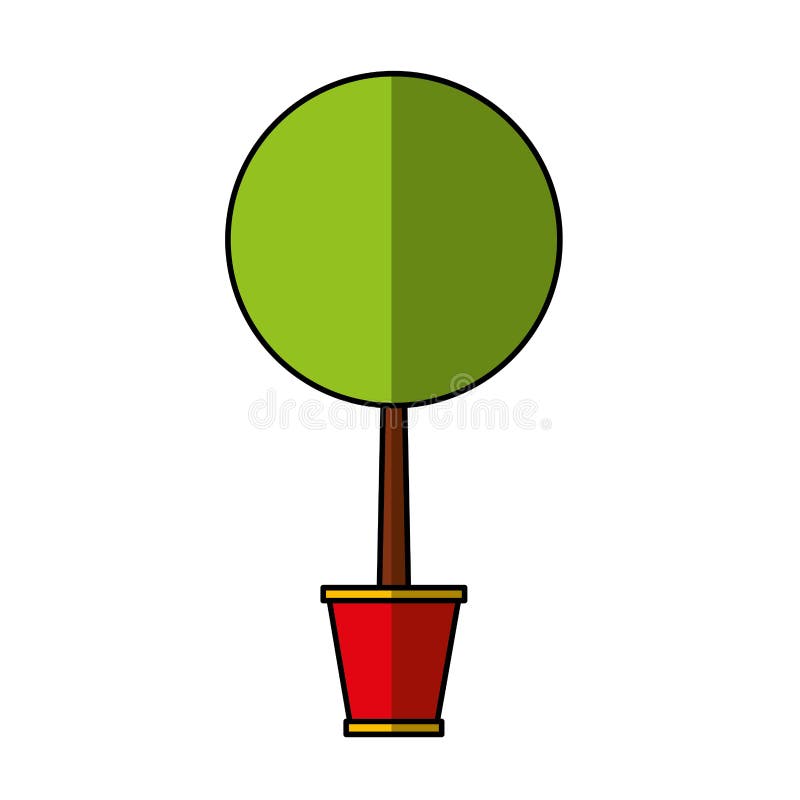 Cute tree in pot icon stock vector. Illustration of spring - 86535121