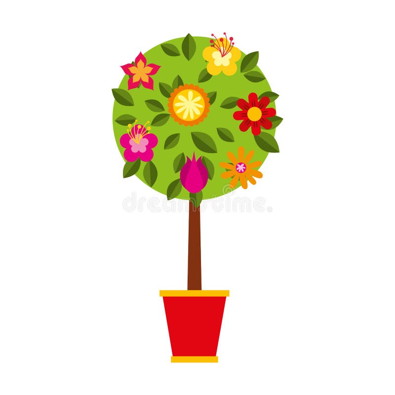 Cute tree in pot icon stock vector. Illustration of concept - 86535161