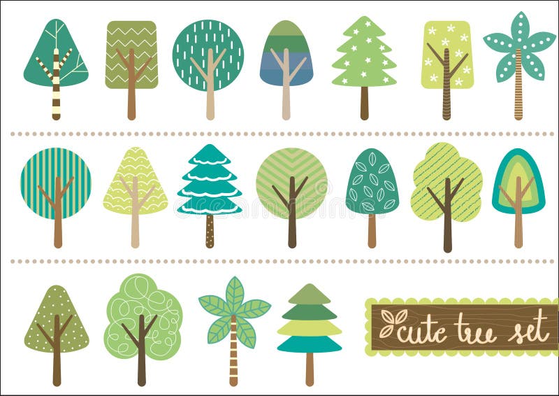 Cute tree set stock vector. Illustration of trees, icon - 65590438