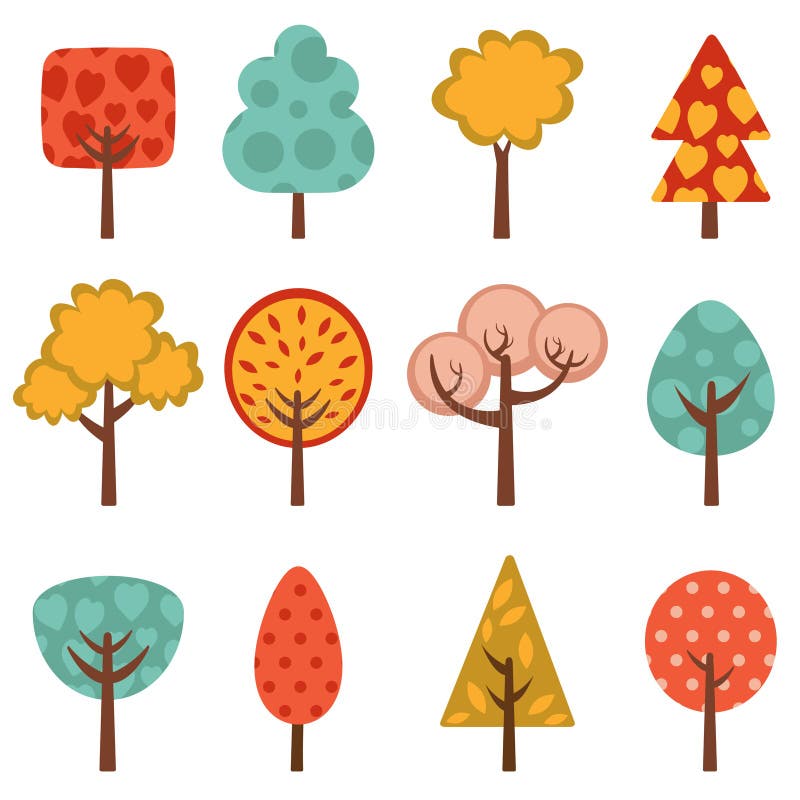 Cute trees collection stock illustration. Illustration of shape - 31941144