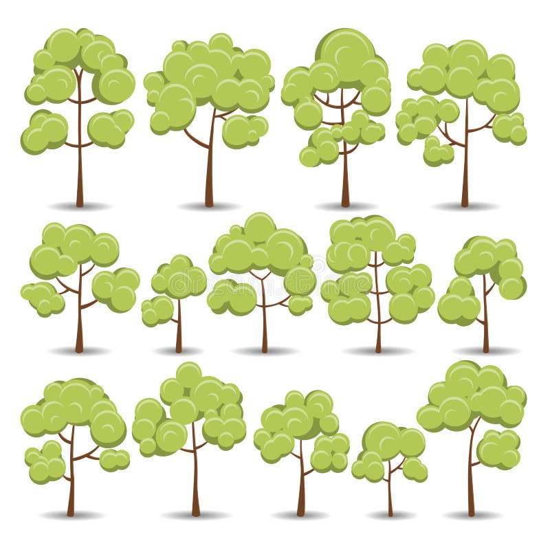 Cute Trees Collection. Vector Illustration Stock Vector - Illustration ...