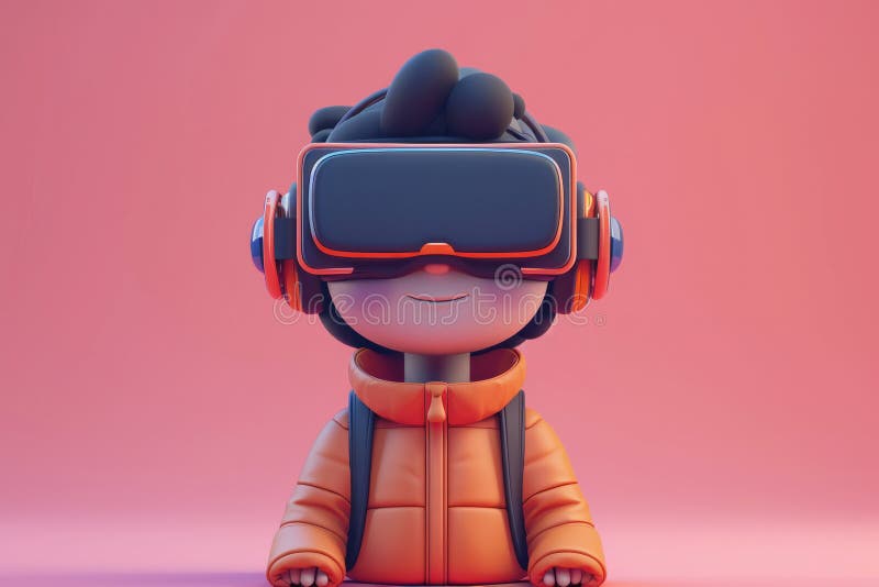A Cute Trendy Hipster 3d Character Wearing Virtual Reality Goggles ...