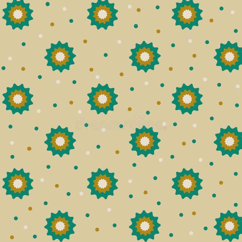 Cute Trendy Pattern with Green Objects on Beige Background Stock ...