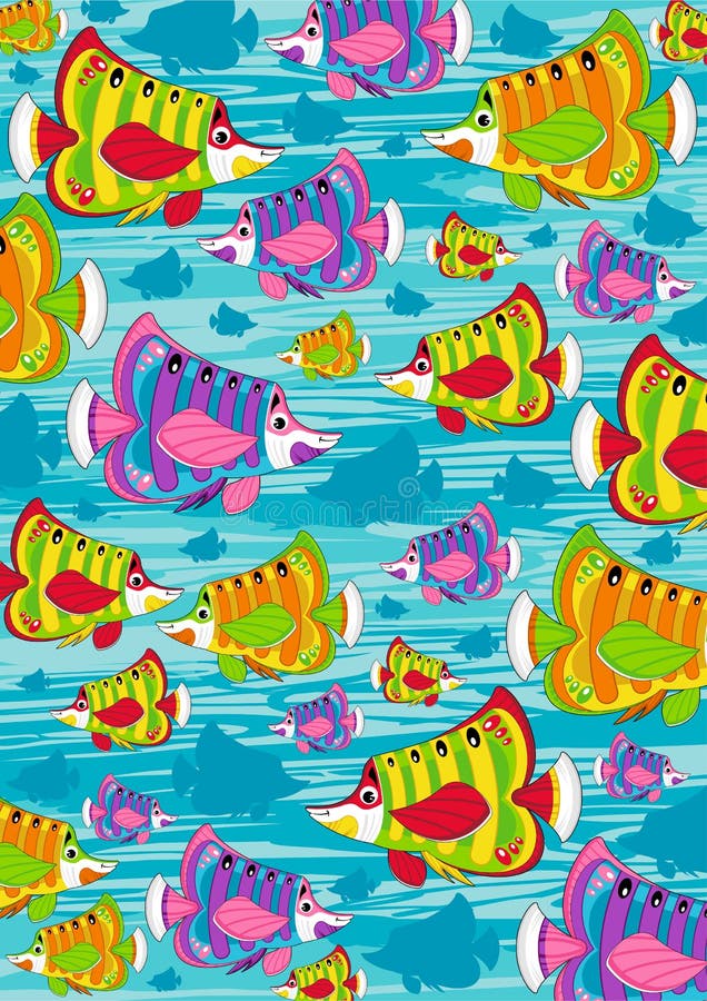 Cute Tropical Fish Pattern stock vector. Illustration of ocean - 85242724