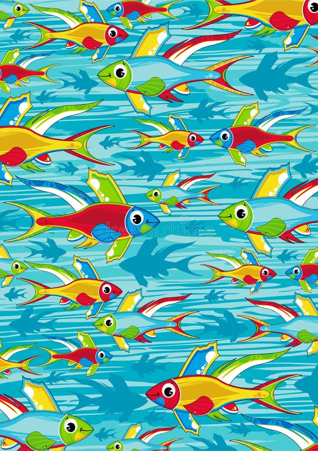 Cute Tropical Fish Pattern stock vector. Illustration of cute - 85261789