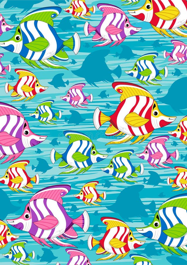 Cute Tropical Fish Pattern stock vector. Illustration of aquarium ...