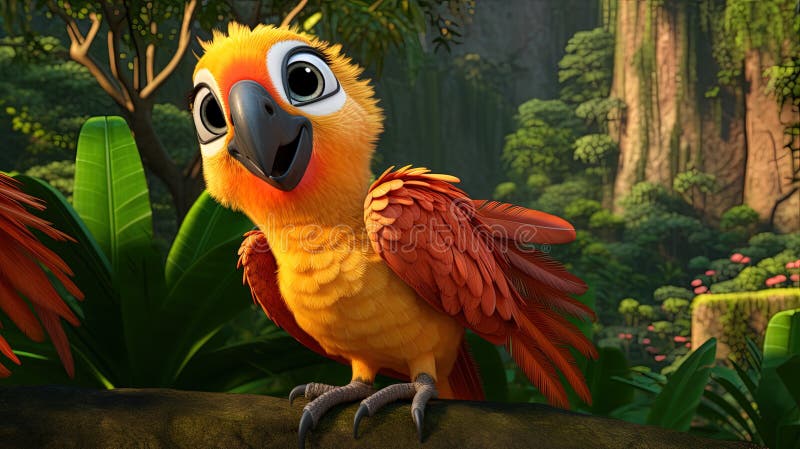 Cute Tropical Rainforest Bird. Stock Illustration - Illustration of ...