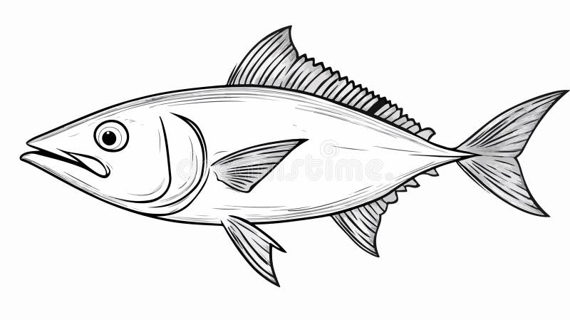 Cute Tuna Fish Cartoon Drawing for Kids Coloring Stock Vector ...