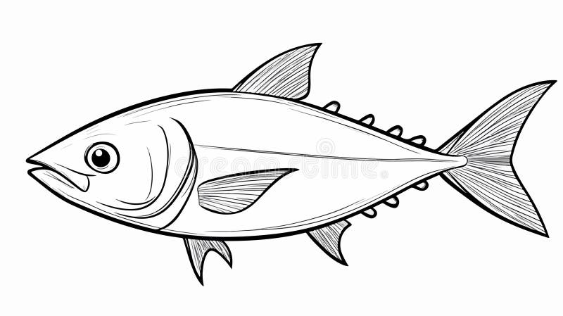 Cute Tuna Fish Cartoon Drawing for Kids Coloring Stock Vector ...