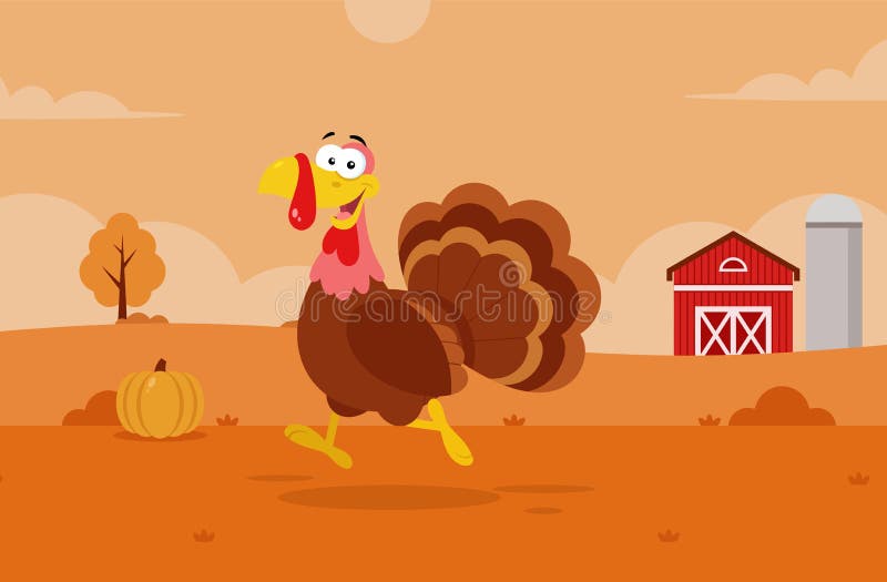 Turkey Escape Cartoon Character Stock Illustration - Illustration of ...
