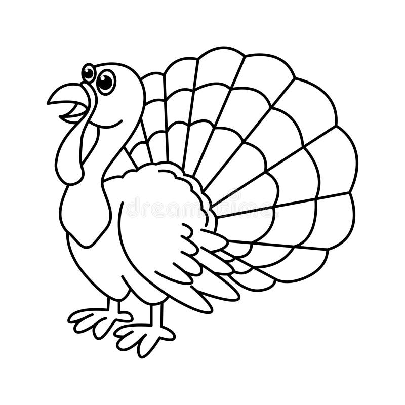 Cute Turkey Cartoon Coloring Page Illustration Vector Stock ...