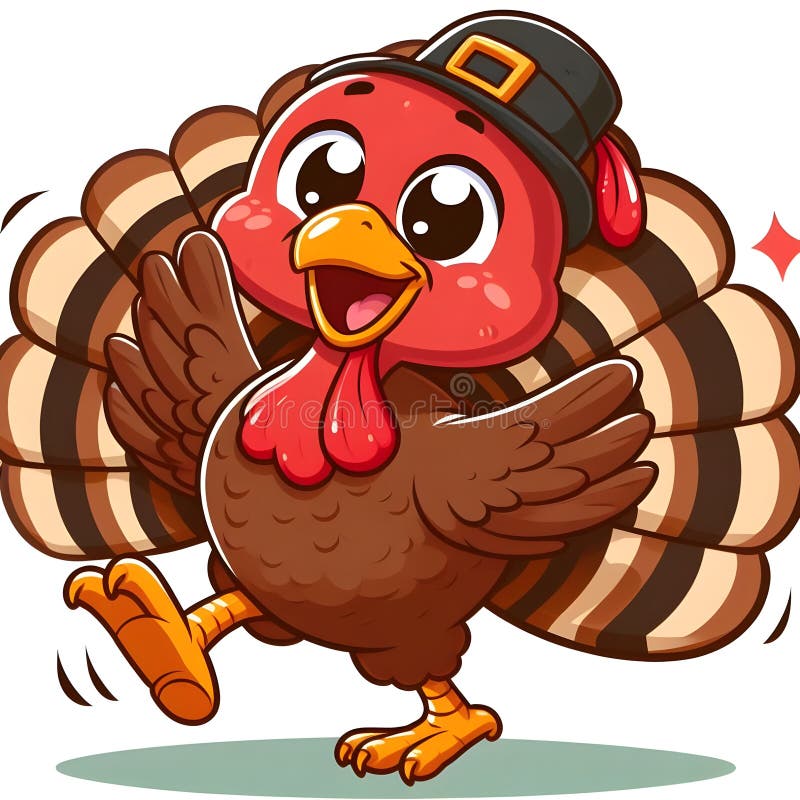 Cute turkey is dancing stock illustration. Illustration of sketch ...