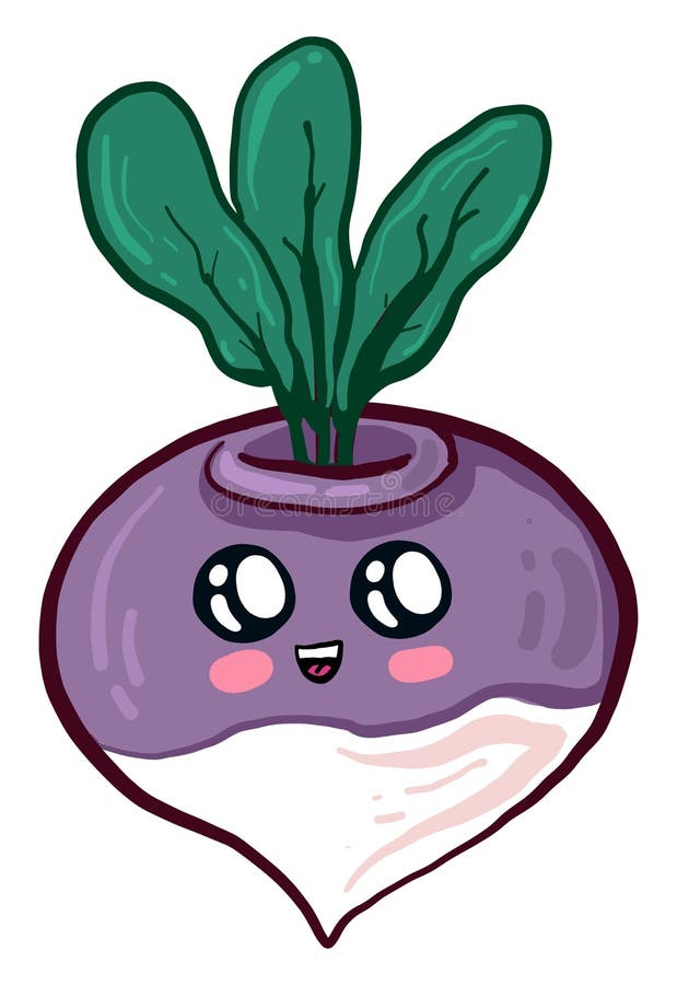 Cute Turnip As a Chef with Hat and Tray Cartoon Style Design Stock ...