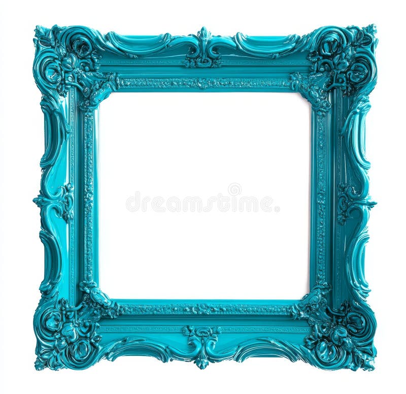 A Cute Turquoise Frame with a White Base, Displaying an Architectural ...