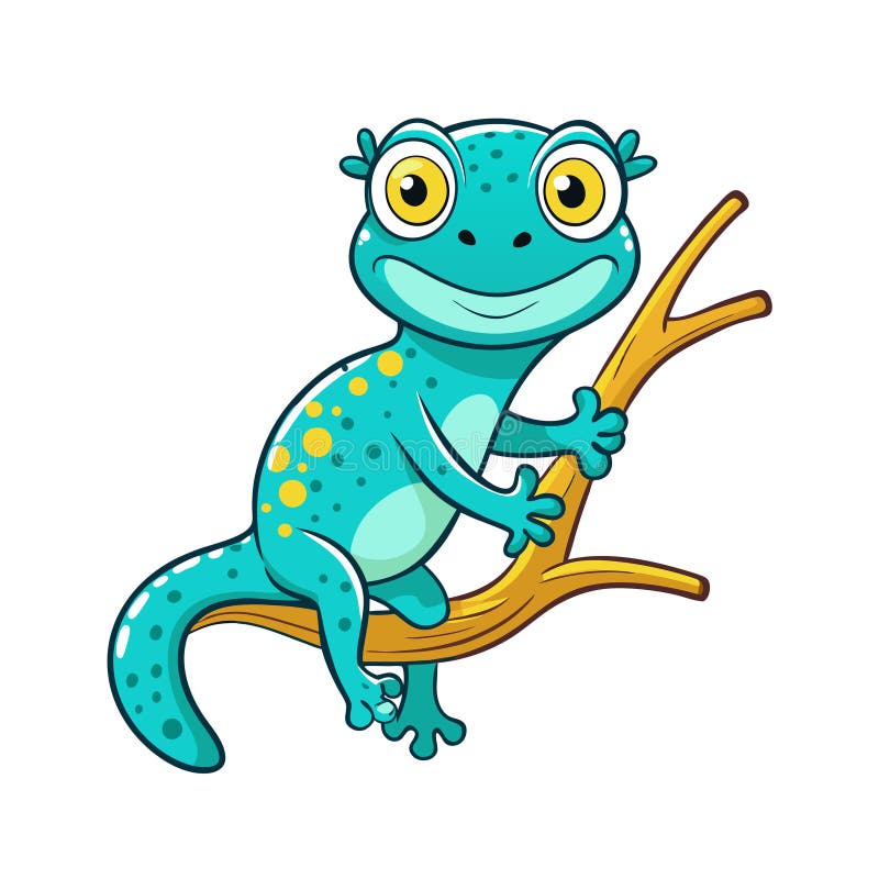 Cute Turquoise Gecko Cartoon Design Stock Vector - Illustration of ...