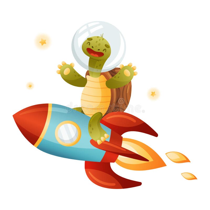 Rocket Turtle with Clipping Path Stock Illustration - Illustration of ...