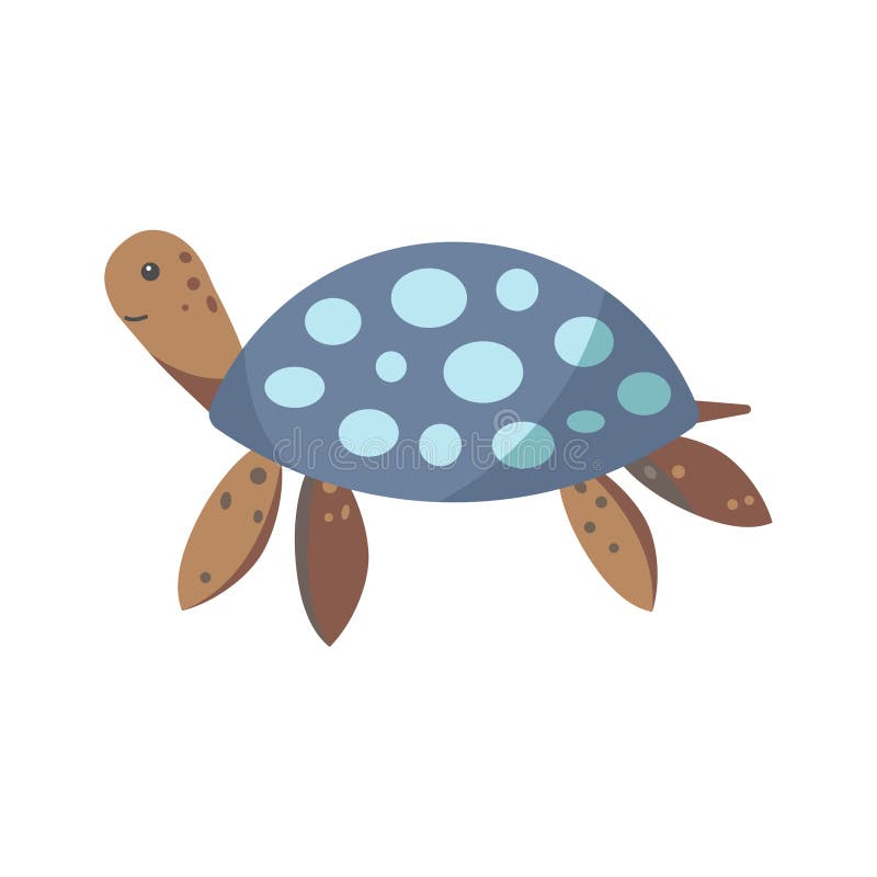 Cute Turtle with a Blue Shell on a White Background Stock Vector ...