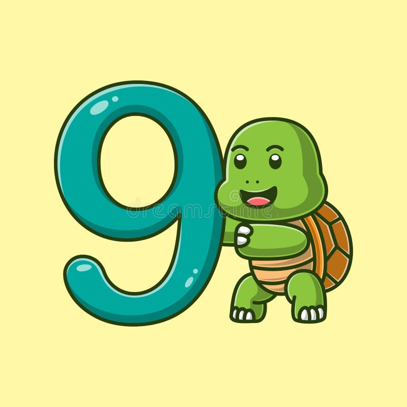 Cute Turtle Cartoon by Number 9 Stock Illustration - Illustration of ...