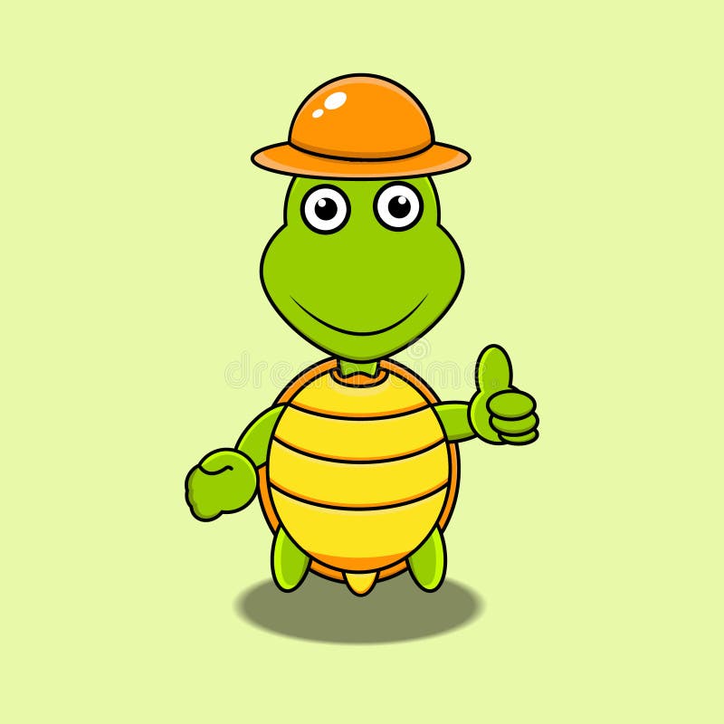 Cute Turtle Character with Simple Concept Stock Vector - Illustration ...