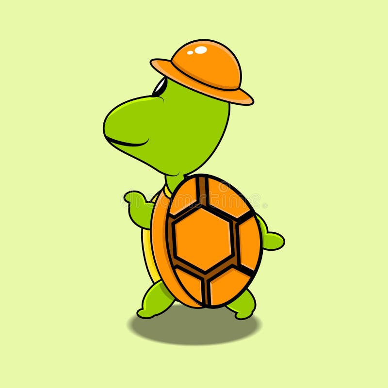 Cute Turtle Character with Simple Concept Stock Vector - Illustration ...