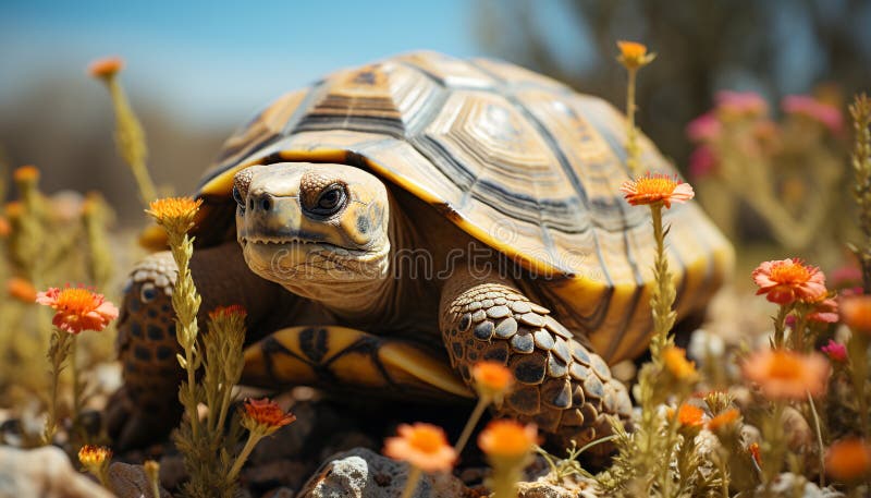 Cute Turtle Crawling in Grass, a Small, Slow Reptile Generated by AI ...