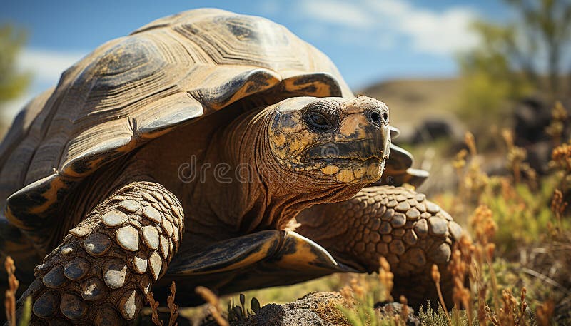 Cute Turtle Crawling in Nature, Slow and Close Up Generated by AI Stock ...