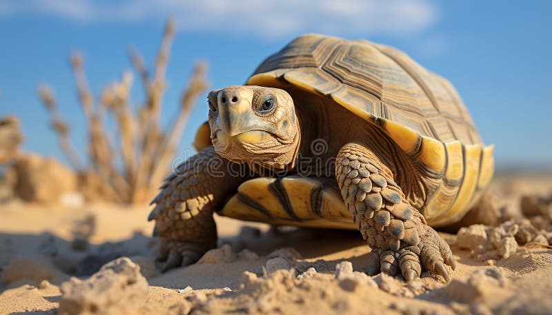 A Cute Turtle Crawling Slowly in the African Sand Generated by AI Stock ...