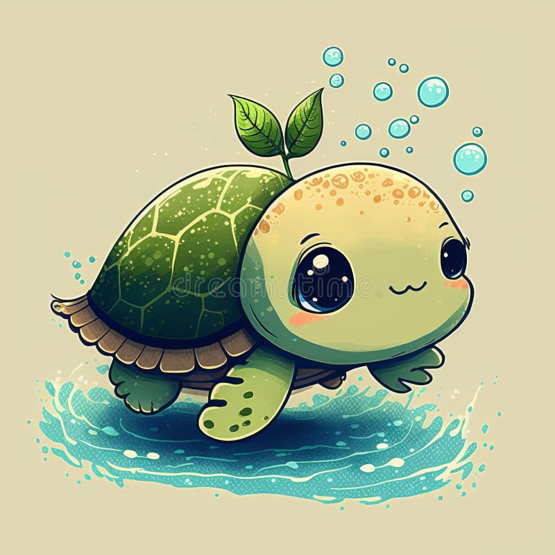 Cute Turtle Hand Drawn by Kid (generative AI) Stock Illustration ...