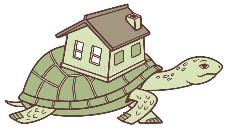 Cute Turtle with a House on Its Back, a Symbol of Home, Vector Design ...