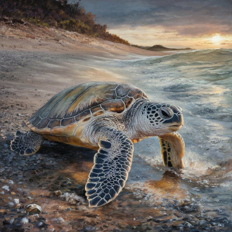 Turtle on a beach stock image. Image of lake, crawling - 325456983