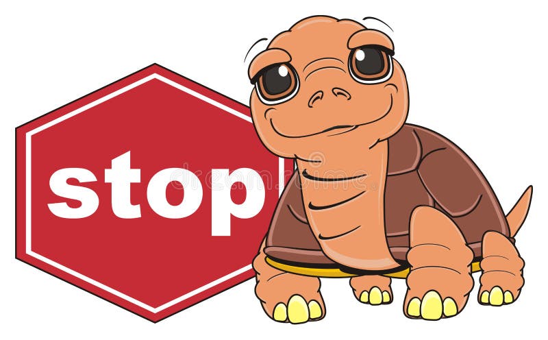 Turtle with Sign Turtle Zone Stock Illustration - Illustration of wild ...