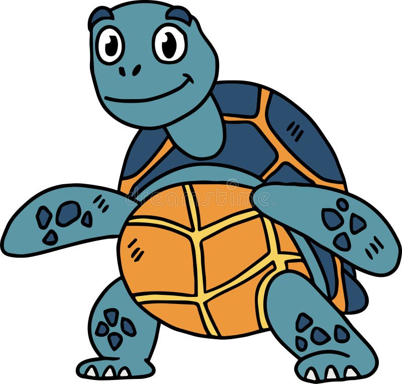 A Cute Turtle with a Smile on Its Face Stock Vector - Illustration of ...