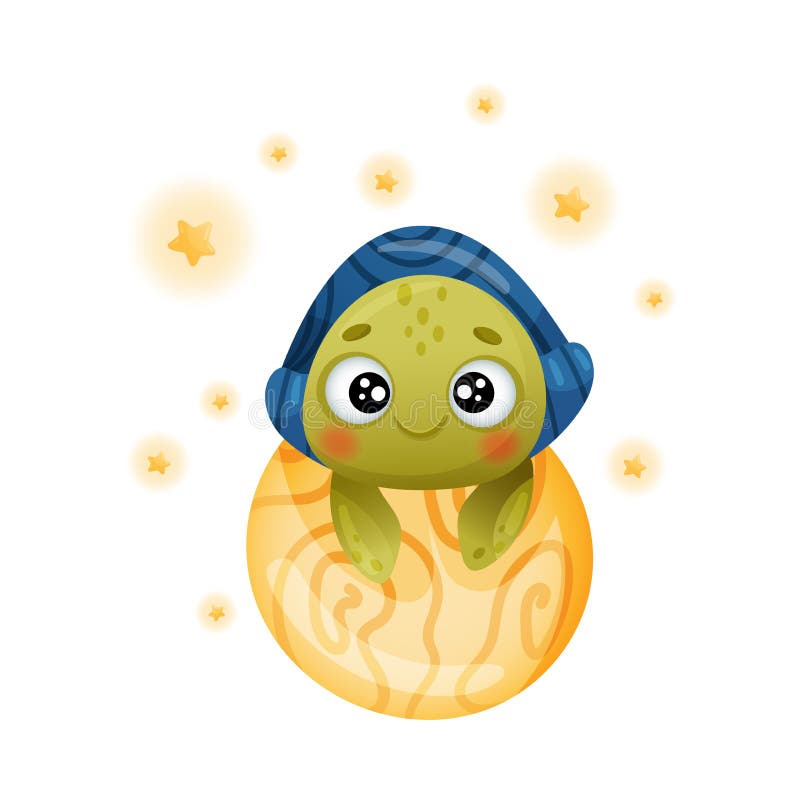 Cute Turtle Astronaut Holding Bunch of Stars in Its Paw. Adorable Baby ...