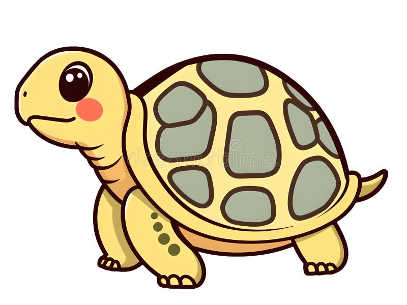 Cute Turtle Sticker: Shell Pattern Cartoon Vector on White Background ...
