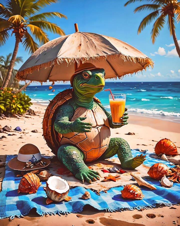 Vacation for a Turtle stock image. Image of turtle, drinking - 331315125