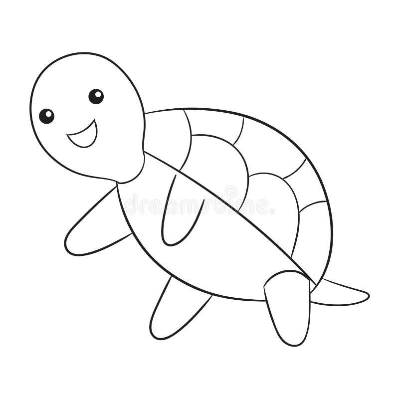 Cute Turtle Vector Line Art Illustration Stock Vector - Illustration of ...