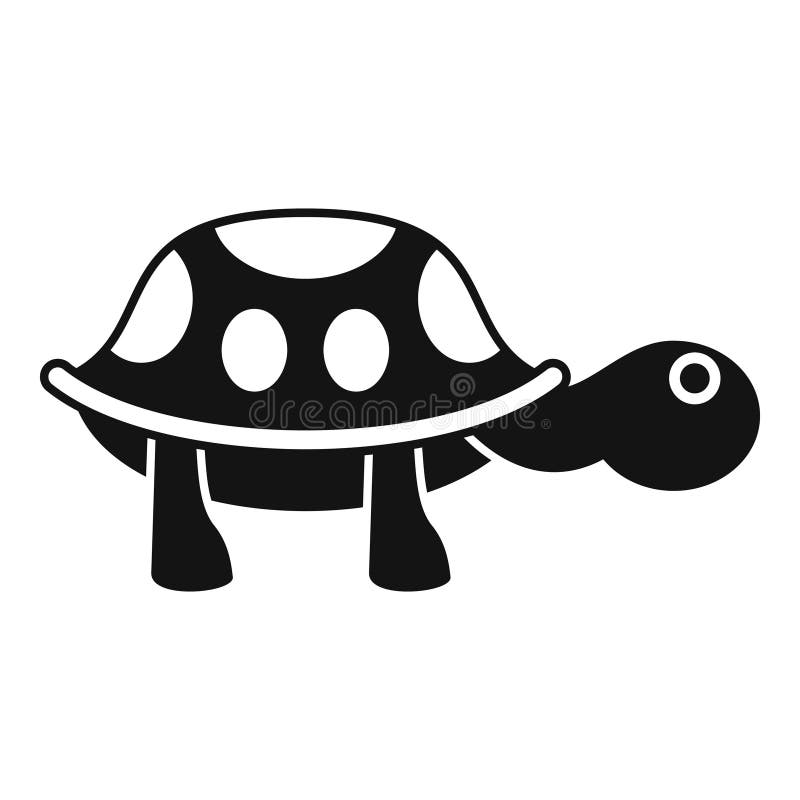 Cute Turtle Walking Slowly with Black Shell and Big Head Icon Stock ...