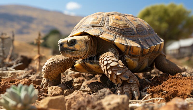 Cute Turtle Walking Slowly in Nature, a Beautiful Sight Generated by AI ...