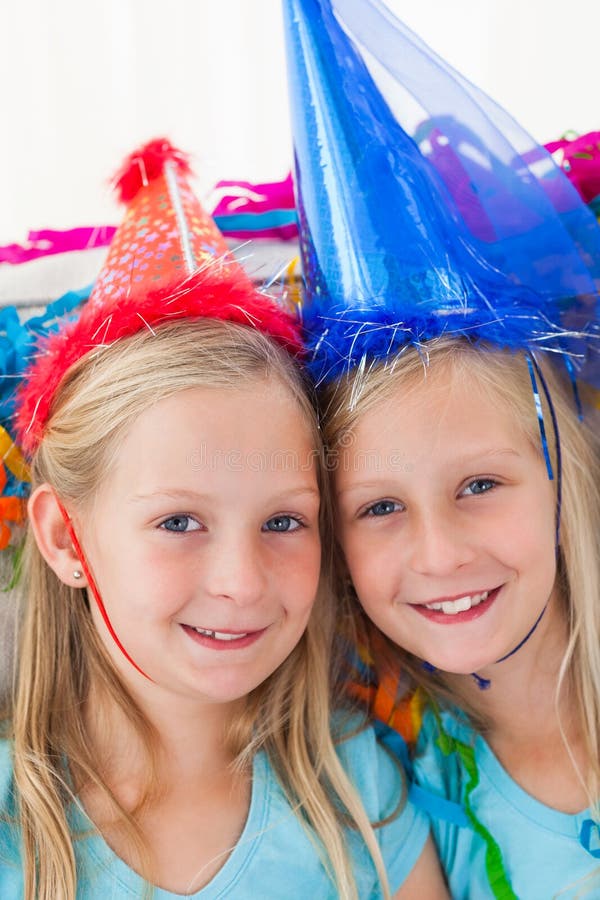 Cute Twins during Their Birthday Party Stock Photo - Image of cheerful ...