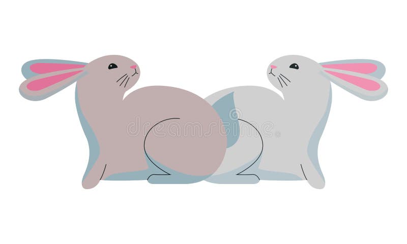 Cute Two Rabbits Animals Cartoons Stock Vector - Illustration of farm ...