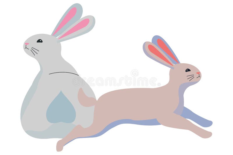 Cute Two Rabbits Animals Cartoons Stock Vector - Illustration of ...
