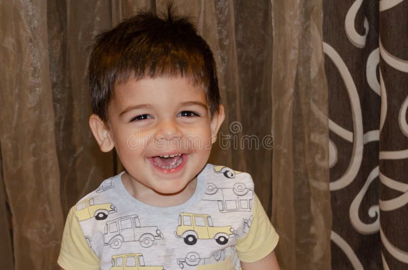 Cute Two Years Old Boy Making Funny Faces Early Development Concept ...