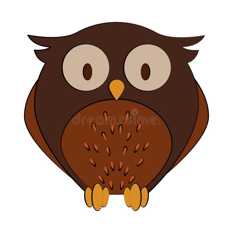 Cute-Uhu-Vogelkarikatur Isoliert Vektor Abbildung - Illustration von ...