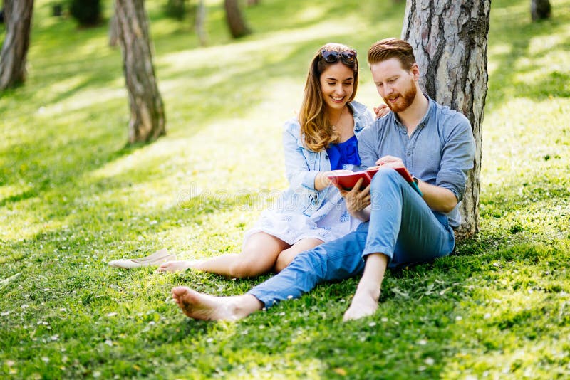 Cute Uni Students Studying Together Stock Photo - Image of outdoor ...