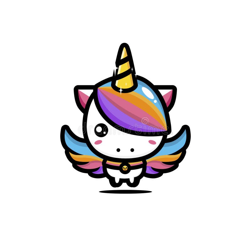 Cute Unicorn Animal Character Flying Pose Stock Vector - Illustration ...