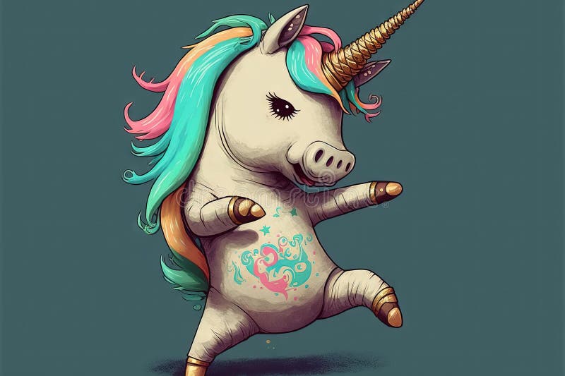 Cute Unicorn Dancing while Dabbing, Amusing Unicorn Dancing Stock ...